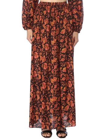 Matteau Swim Kadın Çiçek Desenli Yırtmaç Detaylı Maksi Etek Pembe US