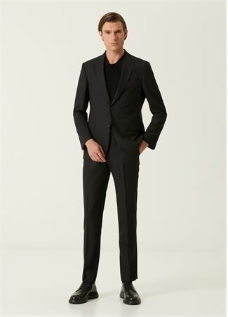 Network Erkek Slim Fit Siyah Yün Takım Elbise 46-6N EU