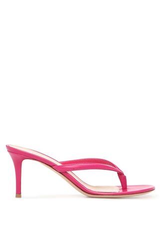 Gianvito Rossi Kadın Şeftali Deri Terlik Pembe 37.5 EU