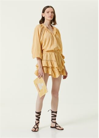 Etoile Isabel Marant Kadın Jocadia Sarı Fırfırlı Şort Turuncu 36 FR