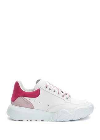 Alexander Mcqueen Kadın Court Beyaz Pembe Deri Sneaker 36 Eu