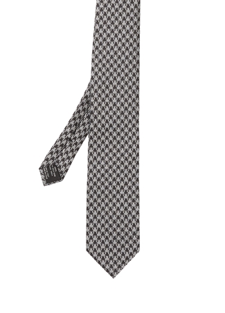 Tom Ford Erkek Siyah Kazayağı Desenli İpek Kravat Eu