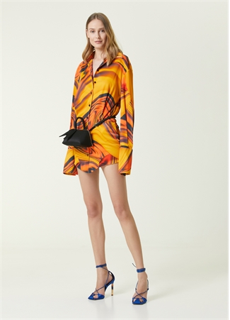 The Attico Kadın Turuncu Desenli Mini Gömlek Elbise 42 IT