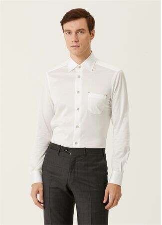 Kiton Erkek Beyaz Gömlek L EU