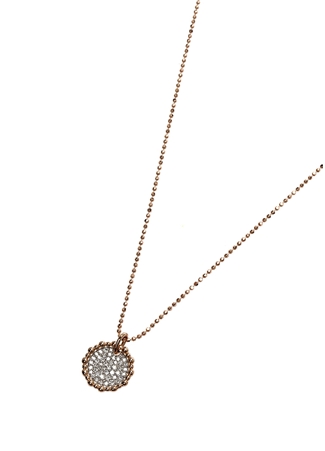 Collection-Ruel Design Kadın Gold Yuvarlak Formlu Pırlantalı Altın Rengi Kolye EU