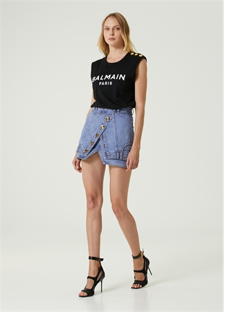 Balmain Kadın Mavi Asimetrik Kesimli Mini Denim Etek 42 FR Balmain Kadın Mavi Asimetrik Kesimli Mini Denim Etek 42 FR