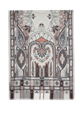 Etro Erkek Bej Etnik Desenli Yün Atkı Eu Etro Erkek Bej Etnik Desenli Yün Atkı Eu