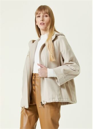 Network Kadın Slim Fit Taş Yün Kaban Gri S EU