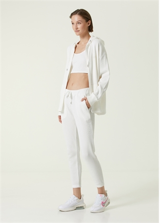 Bassigue Kadın Beyaz Waffle Dokulu Eşofman Altı S EU