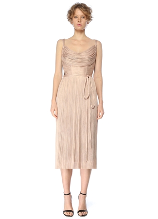 Maria Lucia Hohan Kadın Artemis Pembe Midi İpek Kokteyl Elbise 40 FR