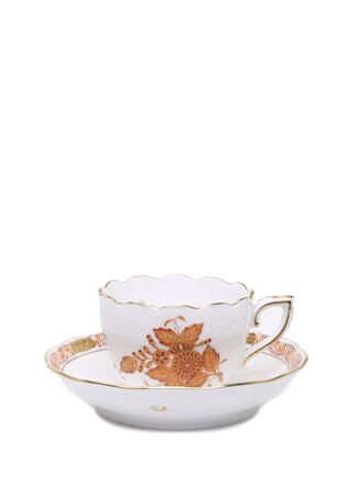Herend Kahve Çiçek Motifli Porselen Fincan Takımı Kahverengi Herend Kahve Çiçek Motifli Porselen Fincan Takımı Kahverengi