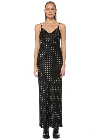 Beymen Studio Kadın Siyah V Yaka Askılı Jakarlı Maksi Elbise 36 Beymen Studio Kadın Siyah V Yaka Askılı Jakarlı Maksi Elbise 36