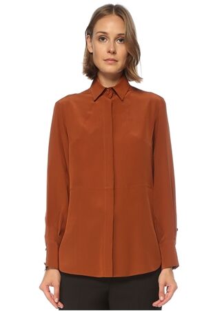 Kiton Kadın Kiremit İpek Gömlek Kırmızı 42 IT