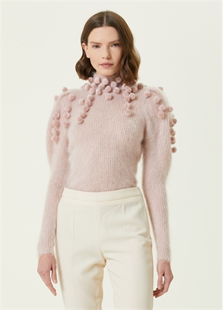 Zimmermann Kadın Pembe Dik Yaka Ponpon Detaylı Kazak 0 Us Zimmermann Kadın Pembe Dik Yaka Ponpon Detaylı Kazak 0 Us