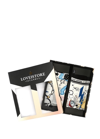 Loveiststore Kadın Love Story Karışık Desenli 2li İpek Hediye S EU