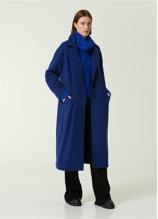 Beymen Club Kadın Lacivert İçi Astarlı Klasik Uzun Yün Palto Mavi 34