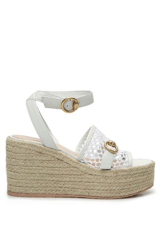 Gianvito Rossi Kadın Beyaz File Detaylı Deri Espadril 36 EU