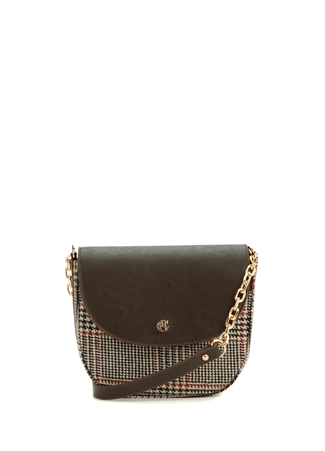 George Hogg Kadın Kahverengi Ekoseli Omuz Çantası EU