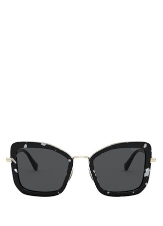 Miu Kadın Siyah Desenli Çerçeveli Güneş Gözlüğü 5 EU