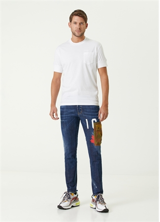 Dsquared2 Erkek Lacivert Kamuflaj Desen Garnili Jean Pantolon 46 IT Dsquared2 Erkek Lacivert Kamuflaj Desen Garnili Jean Pantolon 46 IT