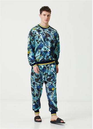 Dolce&Gabbana Erkek Mavi Beli Kordonlu Desenli Jogger Pantolon 46 IT Dolce&Gabbana Erkek Mavi Beli Kordonlu Desenli Jogger Pantolon 46 IT