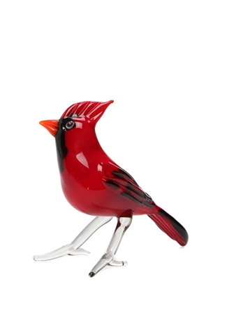 Nenartworld Kırmızı Lady Kuş Formlu Cam Obje