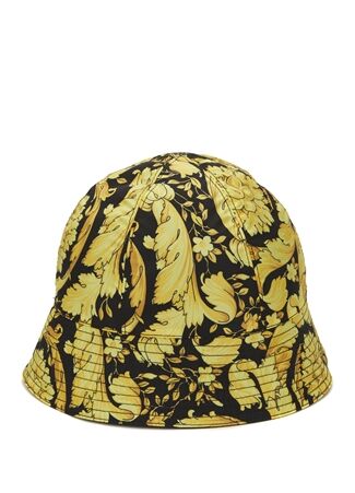 Versace Kadın Siyah Gold Barok Desenli Şapka 57 EU