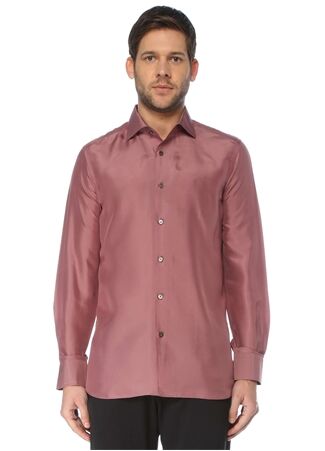 Pal Zileri Erkek Pembe Açık Yaka İpek Gömlek 4 IT