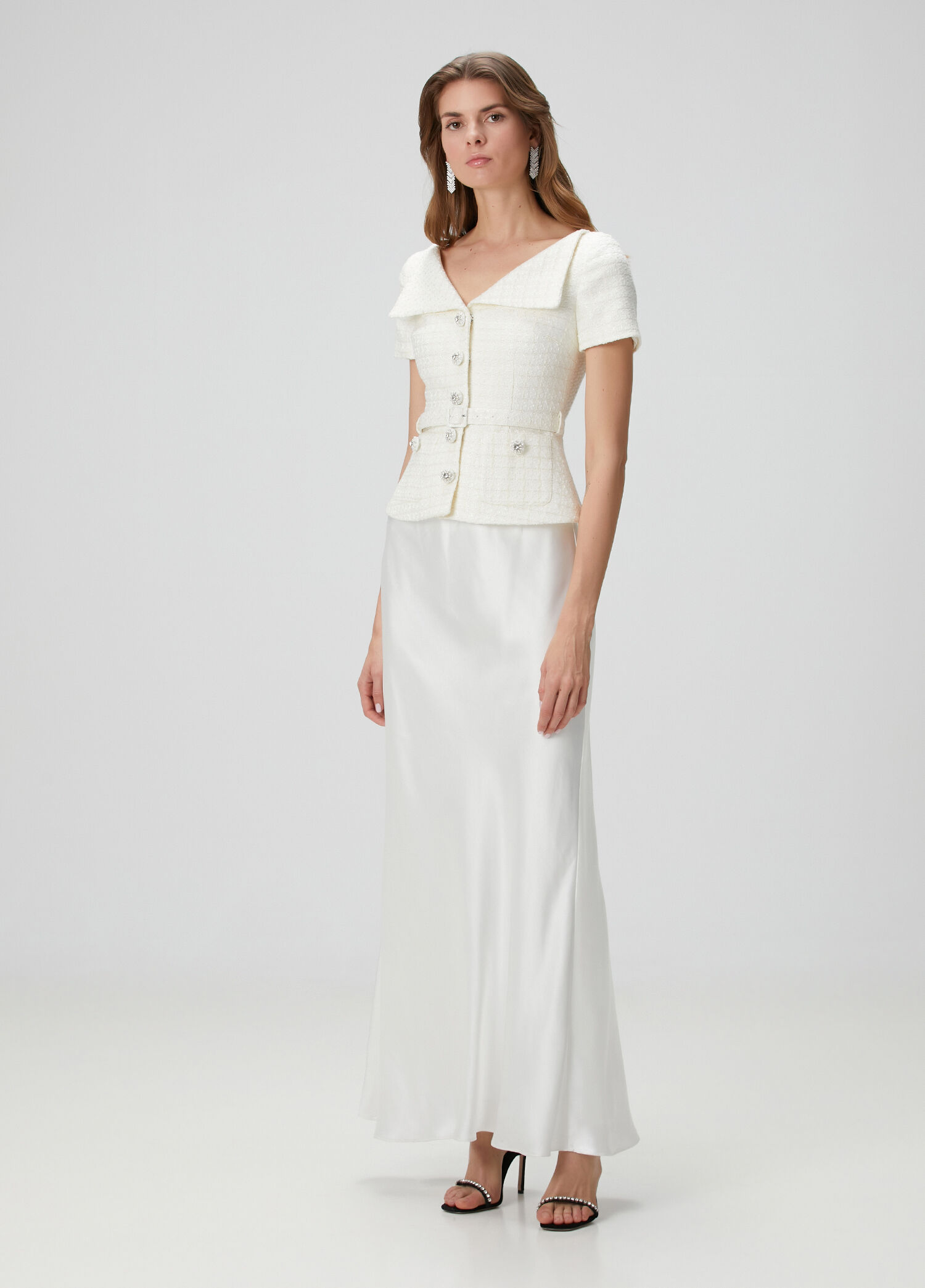 Self Portrait - Cream Maxi Evening Dress