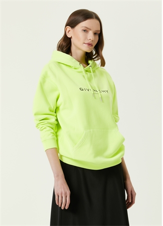 Givenchy Kadın Neon Sarı Kapüşonlu Logolu Sweatshirt XS EU Givenchy Kadın Neon Sarı Kapüşonlu Logolu Sweatshirt XS EU