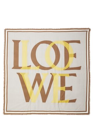 Loewe Kadın Krem Logolu Yün Şal Kahverengi EU