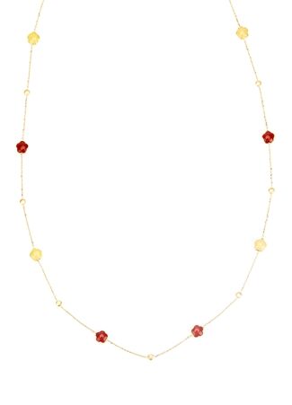 Collection Kadın Çiçek Detaylı Altın Rengi Kolye EU