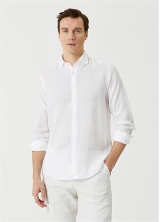 Network Erkek Beyaz Keten Gömlek 38 EU