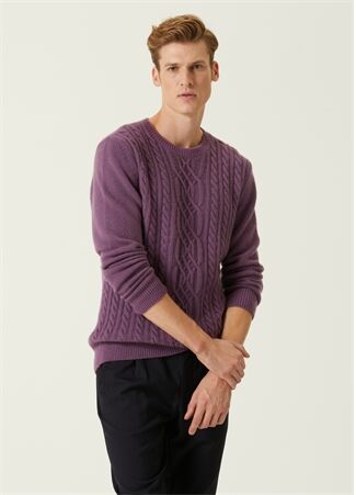 Beymen Collection Erkek Mor Saç Örgü Dokulu Kazak S EU