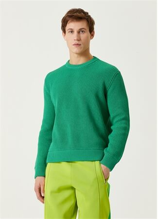 Bottega Veneta Erkek Yeşil Örgü Dokulu Kazak S EU