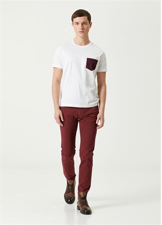 Pal Zileri Erkek Bordo Dar Paça Pantolon 36 IT