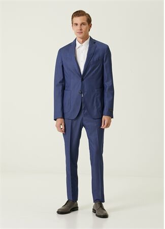 Pal Zileri Erkek Mavi Çizgi Desenli Yün Takım Elbise 50 IT