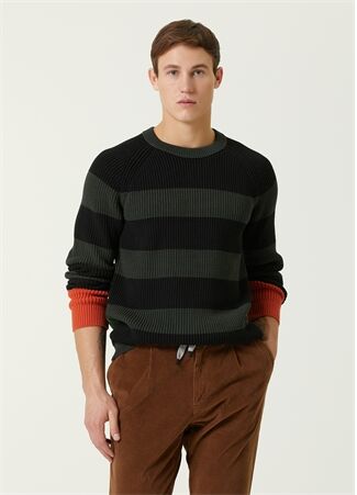 PS by Paul Smith Erkek Yeşil Siyah Şeritli Kazak S EU