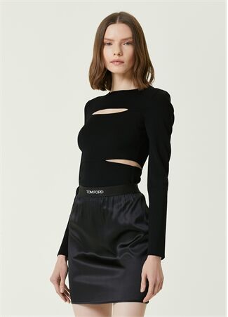 Tom Ford Kadın Siyah Kesim Detaylı Kazak S EU