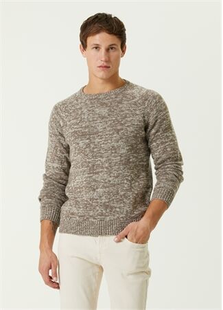 Isaia Erkek Bej Örgü Dokulu Kaşmir Kazak S EU