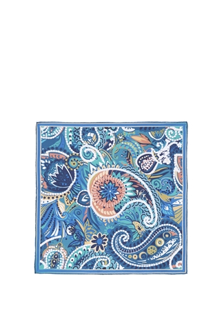 Beymen Club Kadın Mavi Şal Desenli 50x50 cm İpek Eşarp EU Beymen Club Kadın Mavi Şal Desenli 50x50 cm İpek Eşarp EU