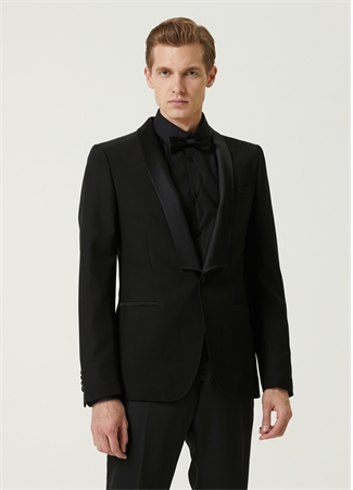 Palzileri Lab Erkek Siyah Şal Yaka Tek Düğmeli Yün Ceket 48 IT Palzileri Lab Erkek Siyah Şal Yaka Tek Düğmeli Yün Ceket 48 IT