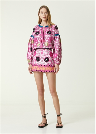 Alexis Kadın Edlie Pembe Çiçek Nakışlı Mini Etek S EU