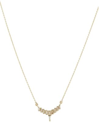 Collection Kadın Pırlanta Detaylı Altın Rengi Kolye EU