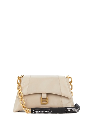 Balenciaga Kadın Downtown Small Bej Deri Omuz Çantası EU