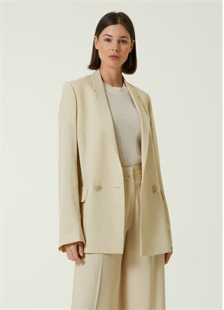 Petar Petrov Kadın Krem Kelebek Yaka Kruvaze Yün Ceket Bej 34 FR Petar Petrov Kadın Krem Kelebek Yaka Kruvaze Yün Ceket Bej 34 FR