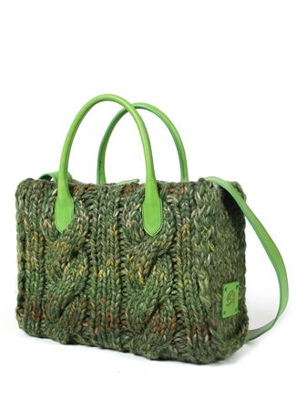 Boobag Kadın Yeşil Örgü Dokulu Yün Omuz Çantası EU Boobag Kadın Yeşil Örgü Dokulu Yün Omuz Çantası EU