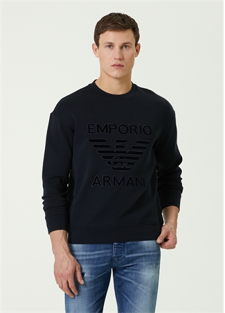 Emporio Armani Erkek Lacivert Logo Detaylı Sweatshirt XL EU Emporio Armani Erkek Lacivert Logo Detaylı Sweatshirt XL EU