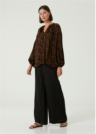 Matteau Swim Kadın Kahverengi Desenli İpek Bluz 3 US Matteau Swim Kadın Kahverengi Desenli İpek Bluz 3 US