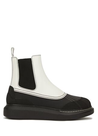 Alexander McQueen Kadın Beyaz Siyah Deri Bot 35.5 EU